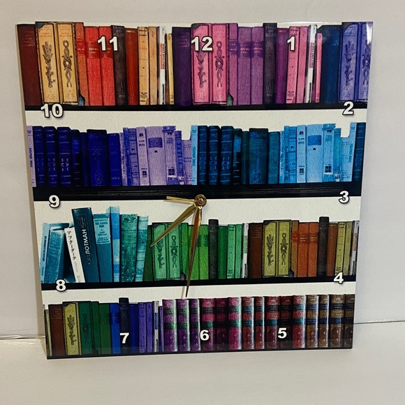 3D Rose | Wall Decor | Colorful Bookshelf Wall Clock Books Home Decor ...